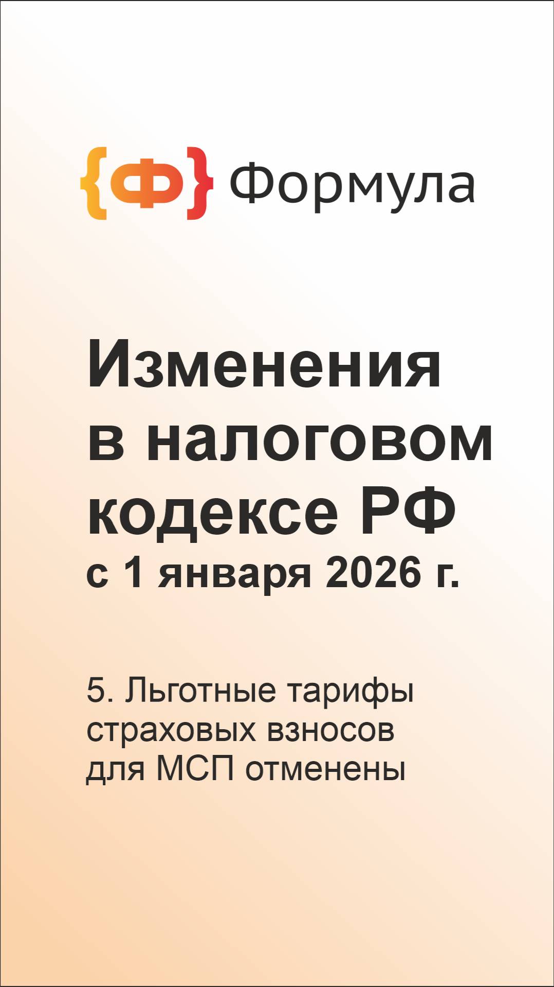 Изменения в налоговом кодексе РФ с 1 января 2026 года. Формула. Часть 6