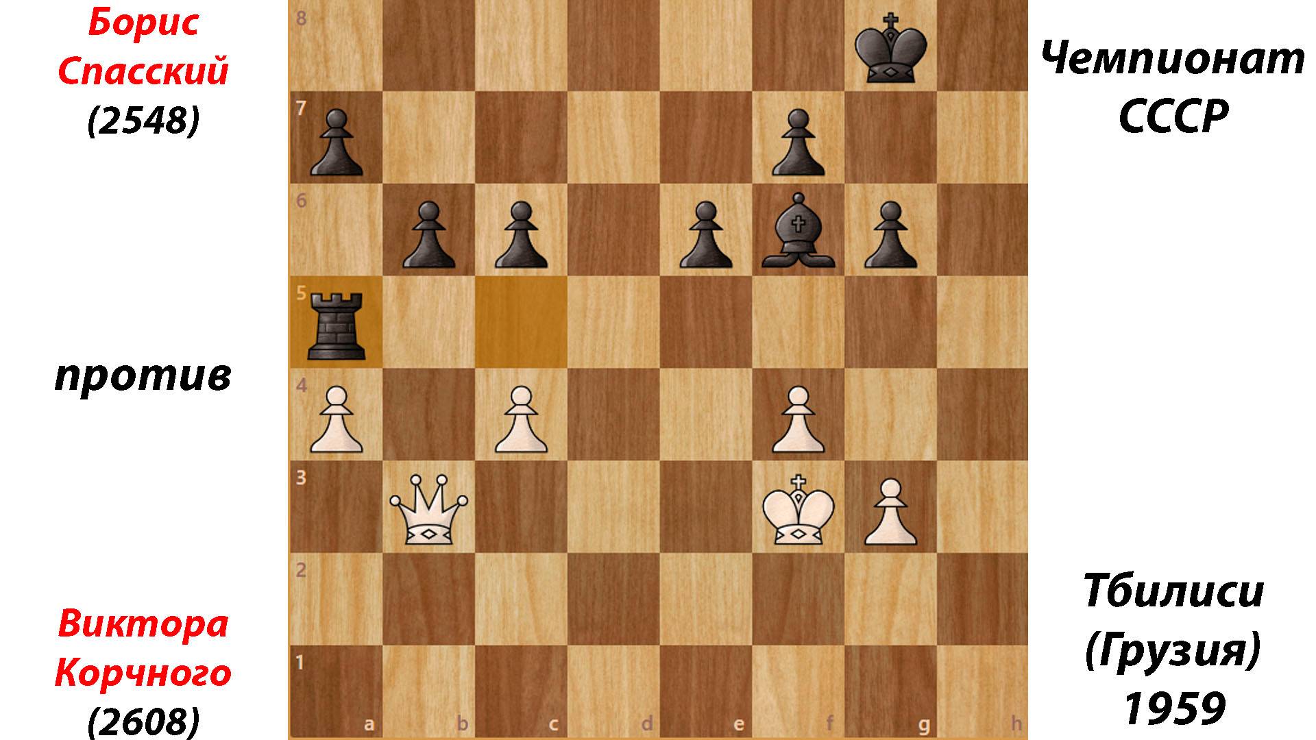 Борис Спасский против Виктора Корчного. Чемпионат СССР. Тбилиси (Грузия), 1959.