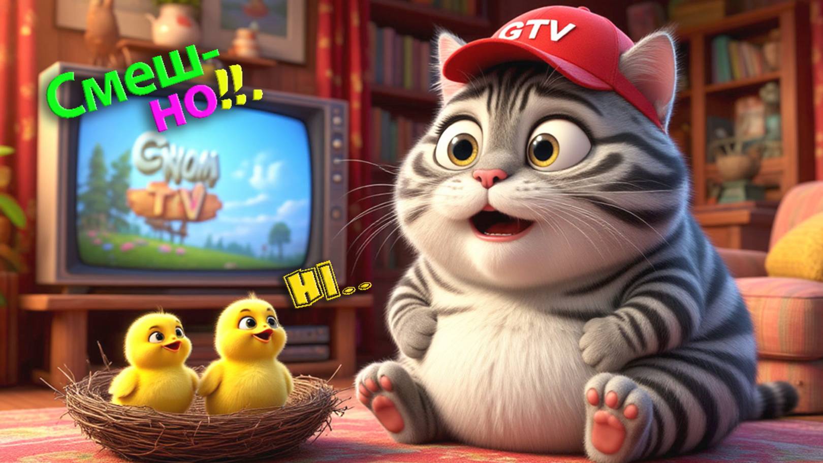 Кот и цыпленок Пух: "Телевизор"