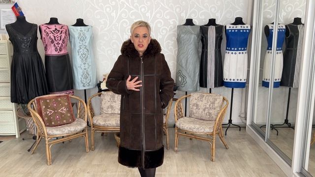 Видео № 808. 1518 - Перешив коричневой длинной дубленки. Щелково - 15