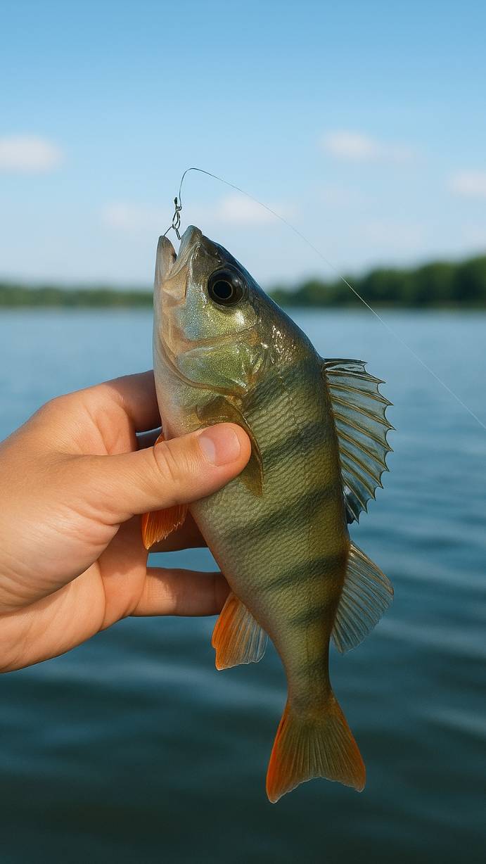 Тонкий шнур, лёгкий груз — и окунь не устоял! 🎯 2