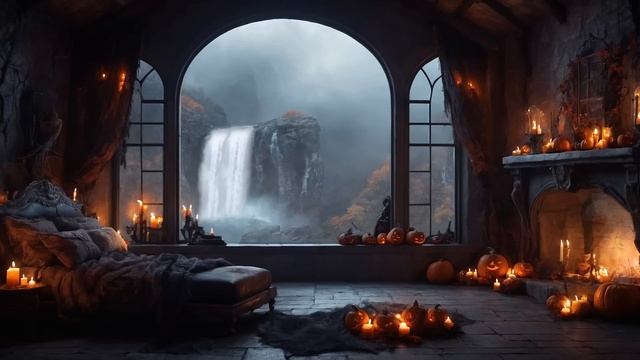 Жуткая атмосфера Хэллоуина 🦇 Таинственная музыка и уютный камин для мистической ночи