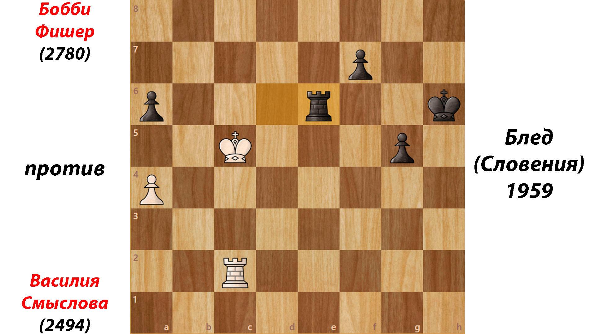 Бобби Фишер против Василия Смыслова. Турнир претендентов, Блед (Словения), 1959.