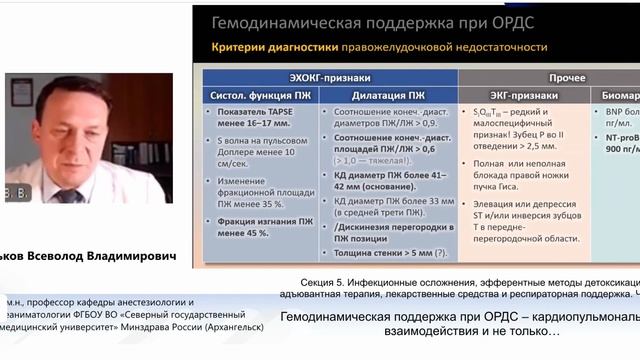 Гемодинамическая поддержка при ОРДС и кардиопульмональные взаимодействия Кузьков В.В.