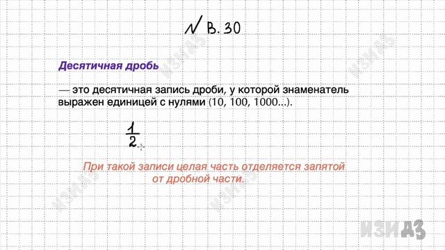 Десятичная дробь. Запись десятичных дробей