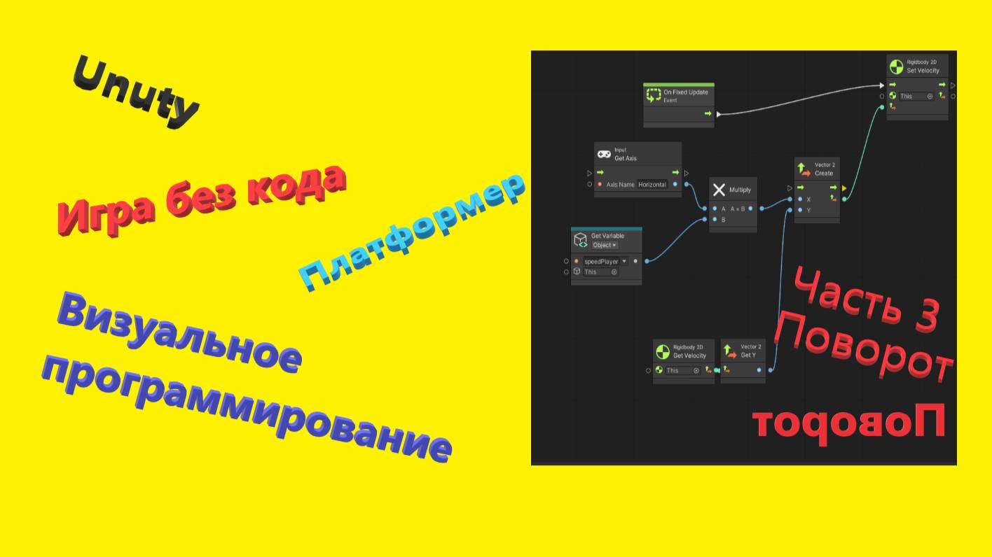 Unity Визуальное программирование || Игра без кода || Платформер 2D || Часть 3 || Поворот