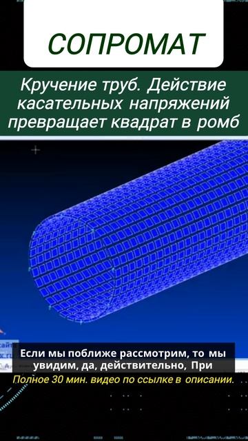 8. Кручение тонкостенных труб: действие касательных напряжений превращает квадрат в ромб