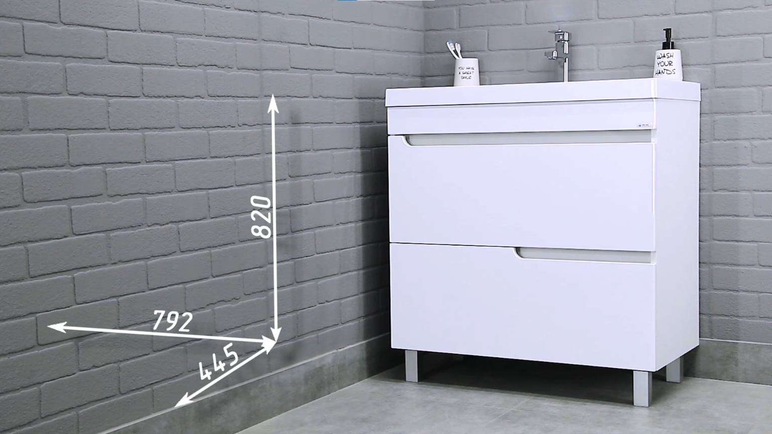 Тумба подвесная под умывальник "UNIT 80" Loft В2 Бетон Домино