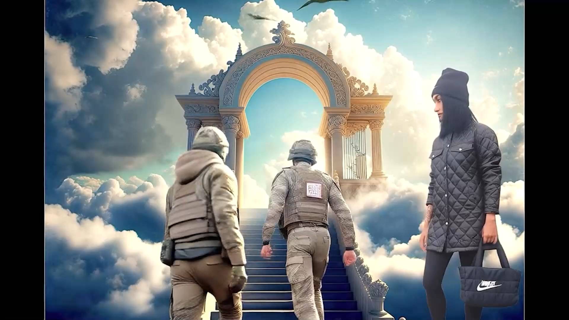 Улетают души - Фильм с оживлением фотографий Братья уходят по лестнице прощаясь с сестрой