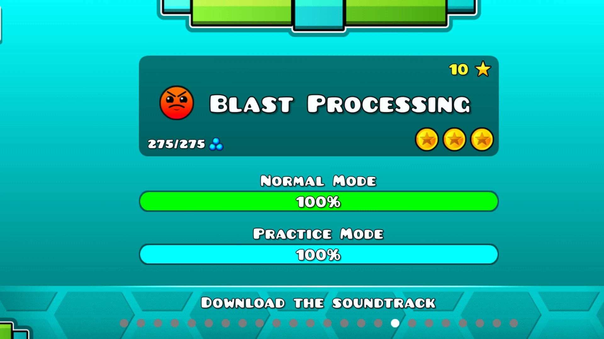 Blast Processing с тремя монетами в геометрия даш