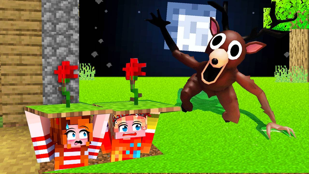 Я НАШЛА СЕКРЕТНОЕ МЕСТО И СПРЯТАЛАСЬ ОТ ОЛЕНЯ 99 НОЧЕЙ В ЛЕСУ В МАЙНКРАФТ