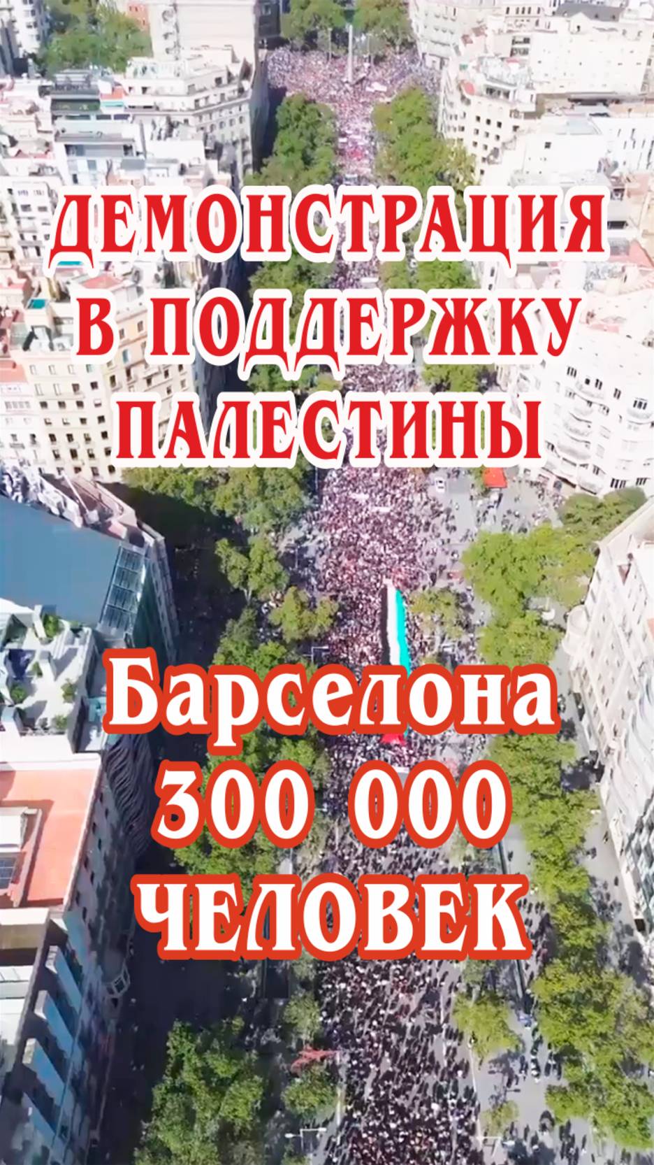 Демонстрация в поддержку Палестины. Барселона - 300 000 человек.