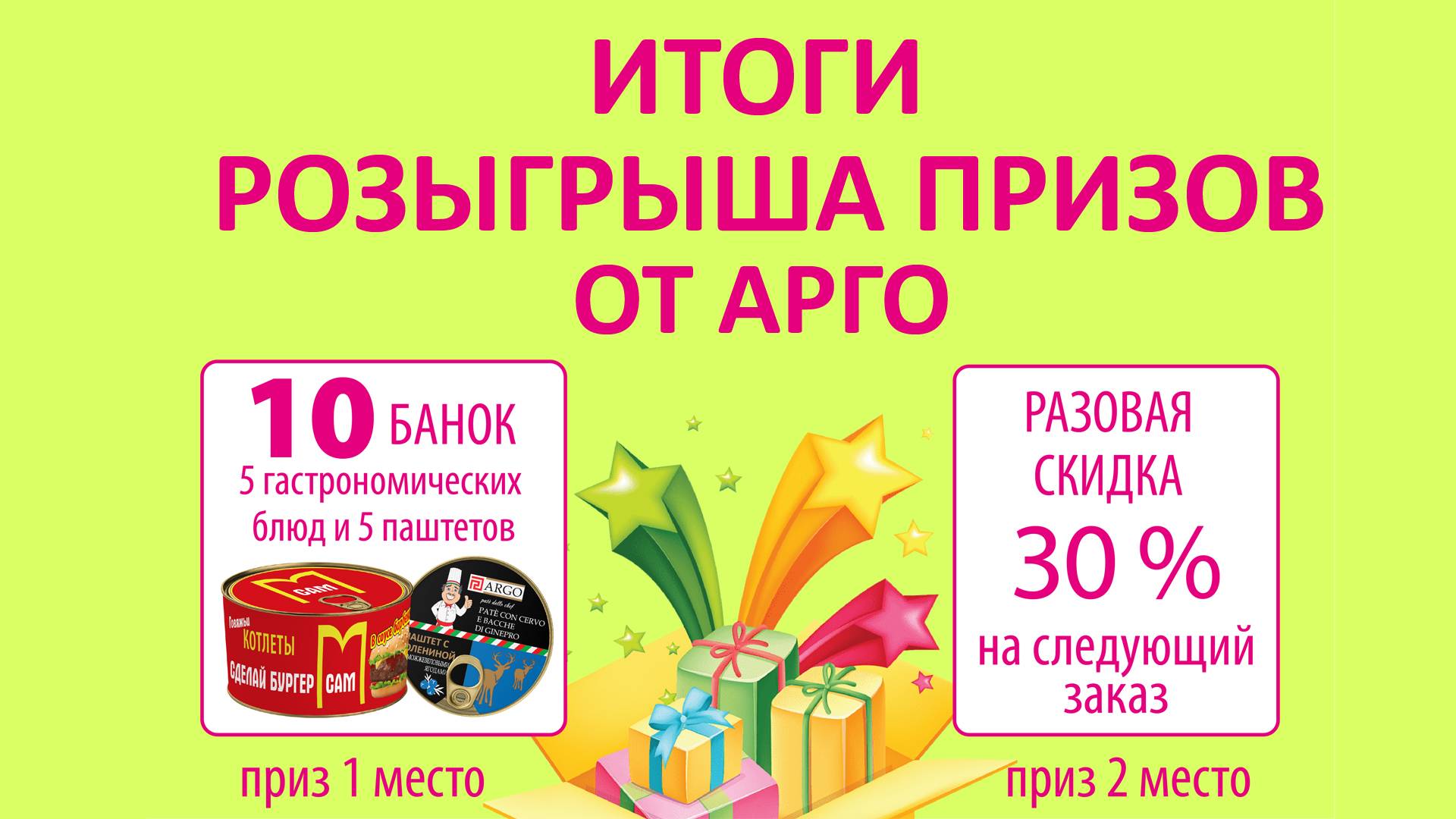 Итоги розыгрыша набора от Арго и купона на скидку 30% по июльской акции месяца!