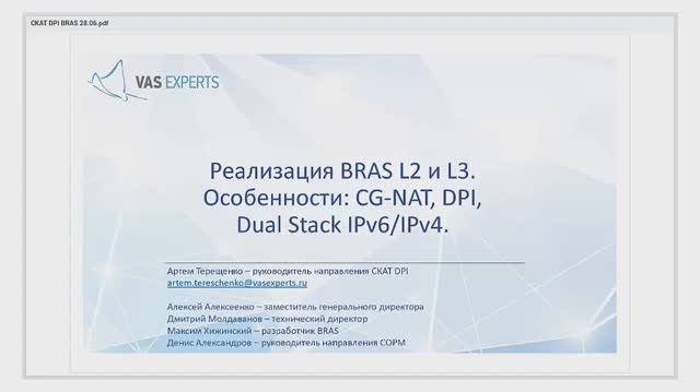 Реализация BRAS L2 и L3. Особенности: CG-NAT, DPI, Dual Stack IPv6/IPv4