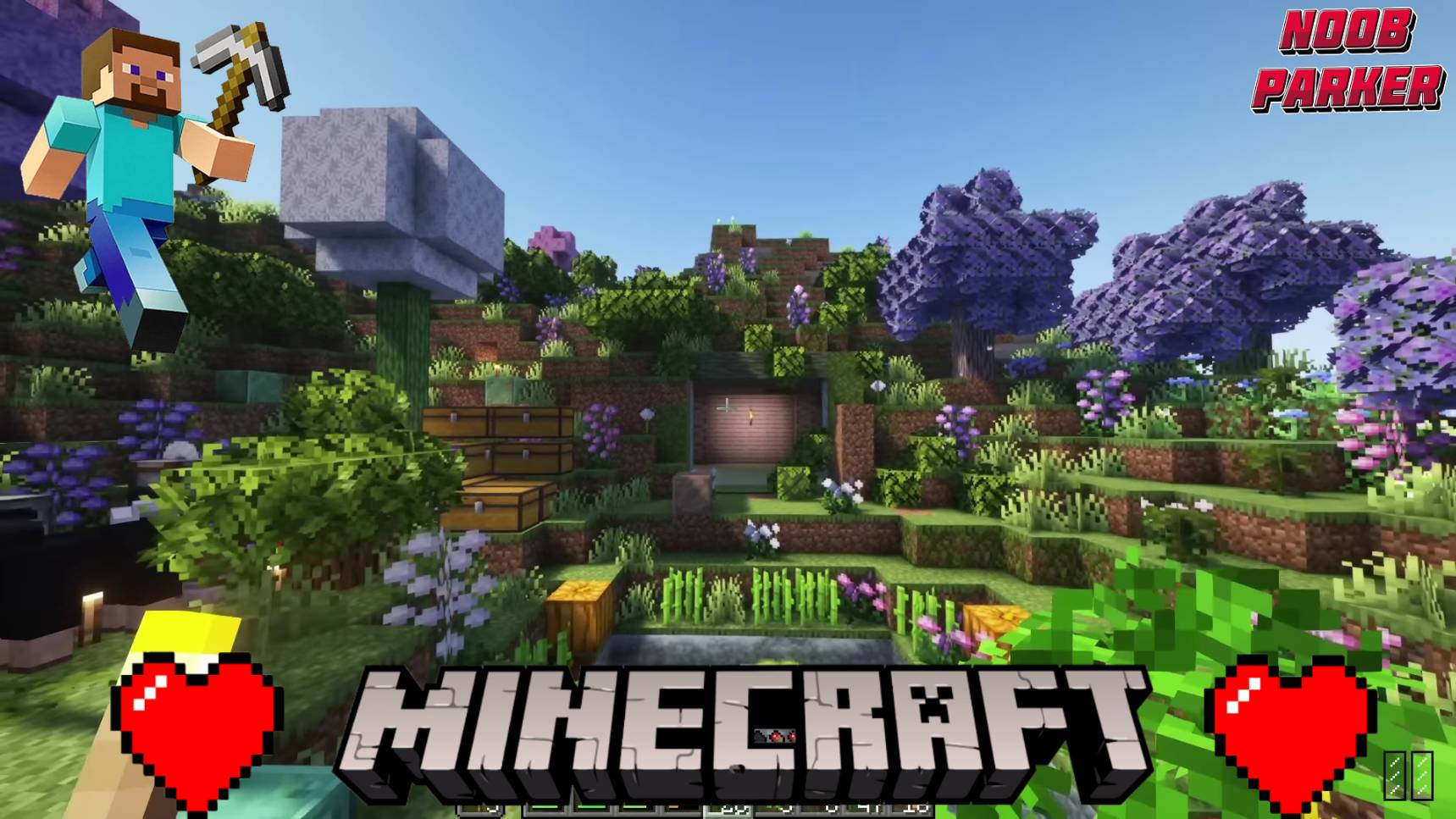 Лонгплей Майнкрафт - нора Хоббита в цветочном поле