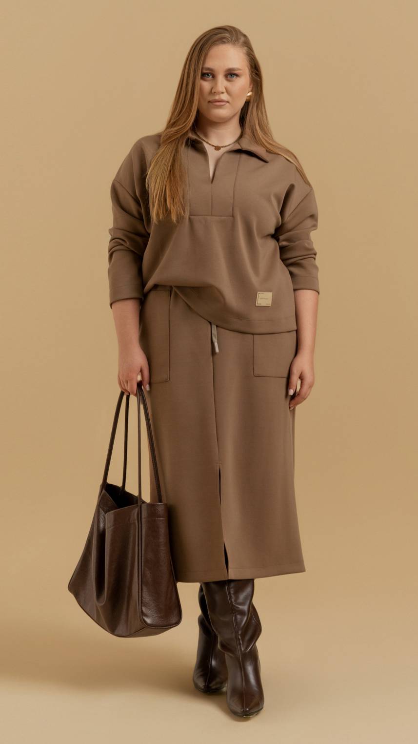 🍂 Уютный трикотажный комплект , чтобы выйти на кофе с подружкой.