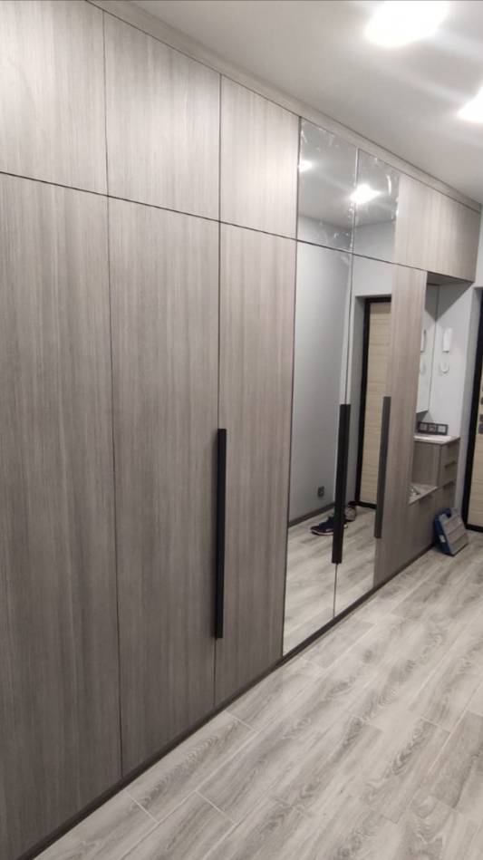 Олимп - шкаф в прихожую, встроенный, во всю стену с зеркальными дверцами на заказ в Москве