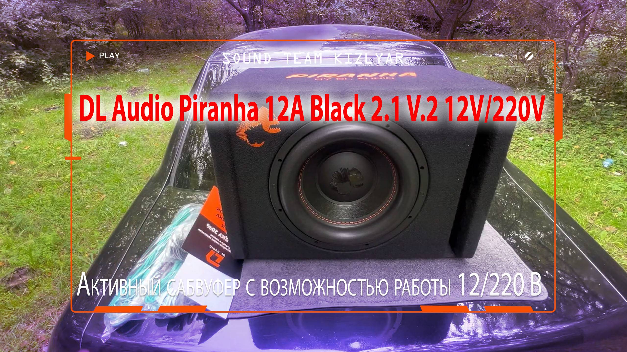Активный сабвуфер, может работать в автомобиле и дома DL Audio Piranha 12A Black 2.1 V.2 12V/220V