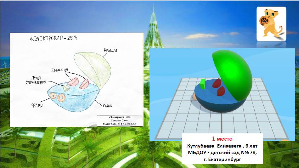 Конкурсная работа по 3D моделированию в «LigroGame» по теме «Электрокар-25», диплом 1 место