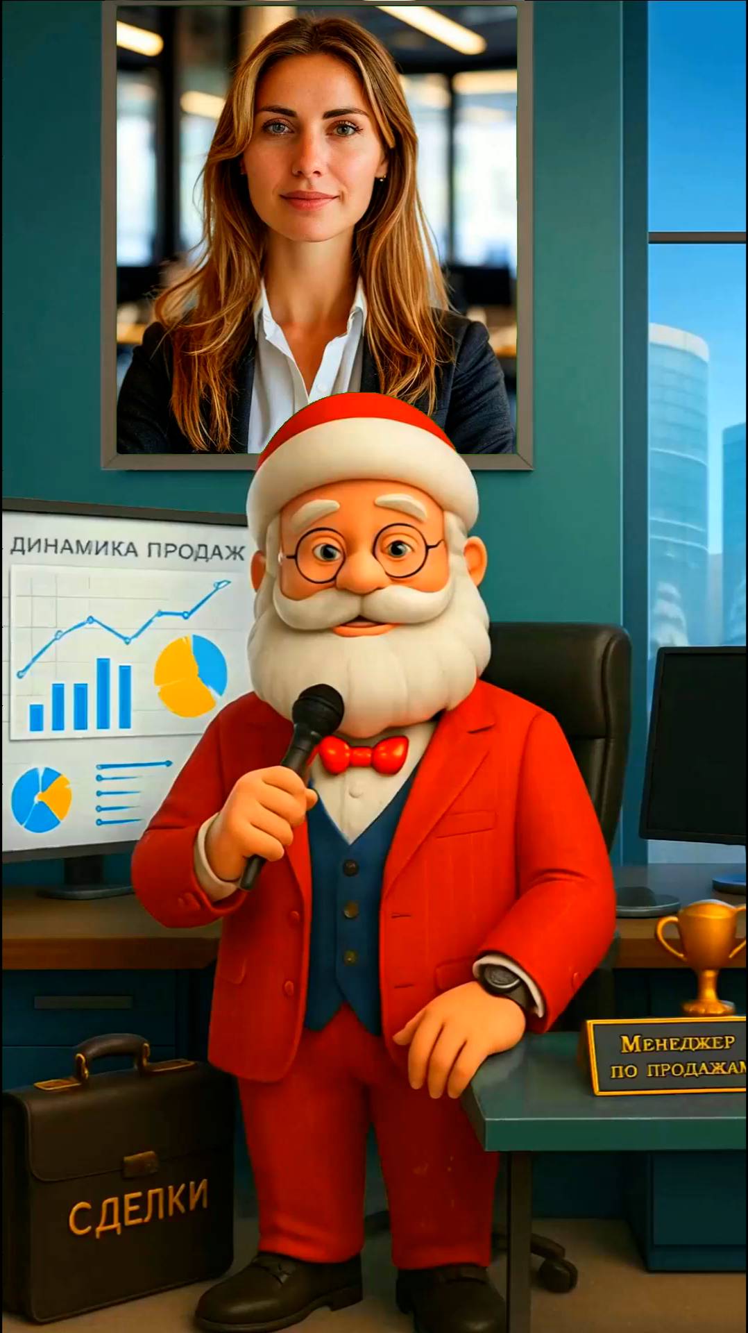 Видео поздравление от деда мороза с новым годом женщине продажнику