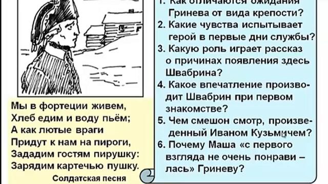 Чтение и краткий разбор главы 3 " Крепость" в романе А. С. Пушкина  "  Капитанская дочка"