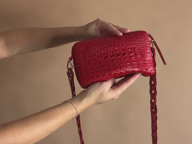 Сумка на плечо красная натуральная кожа | Серия «Кроко»