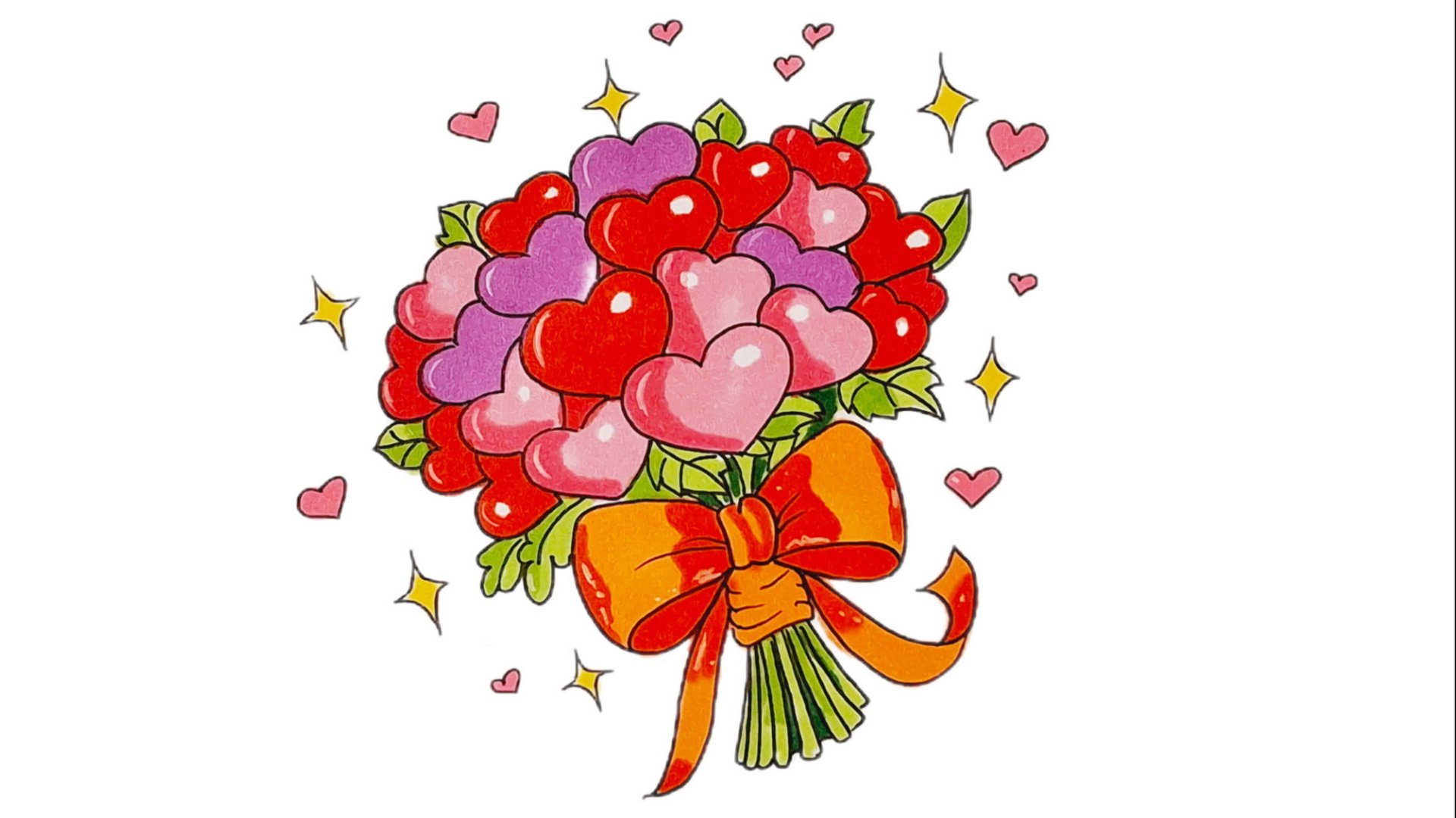 Как нарисовать букет из сердечек/ рисунки для срисовки