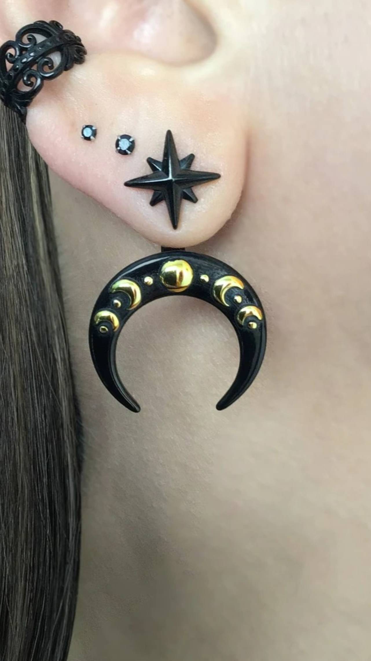 Бижутерные черные серьги-джекеты "Прекрасные ночи" от StarfallShop