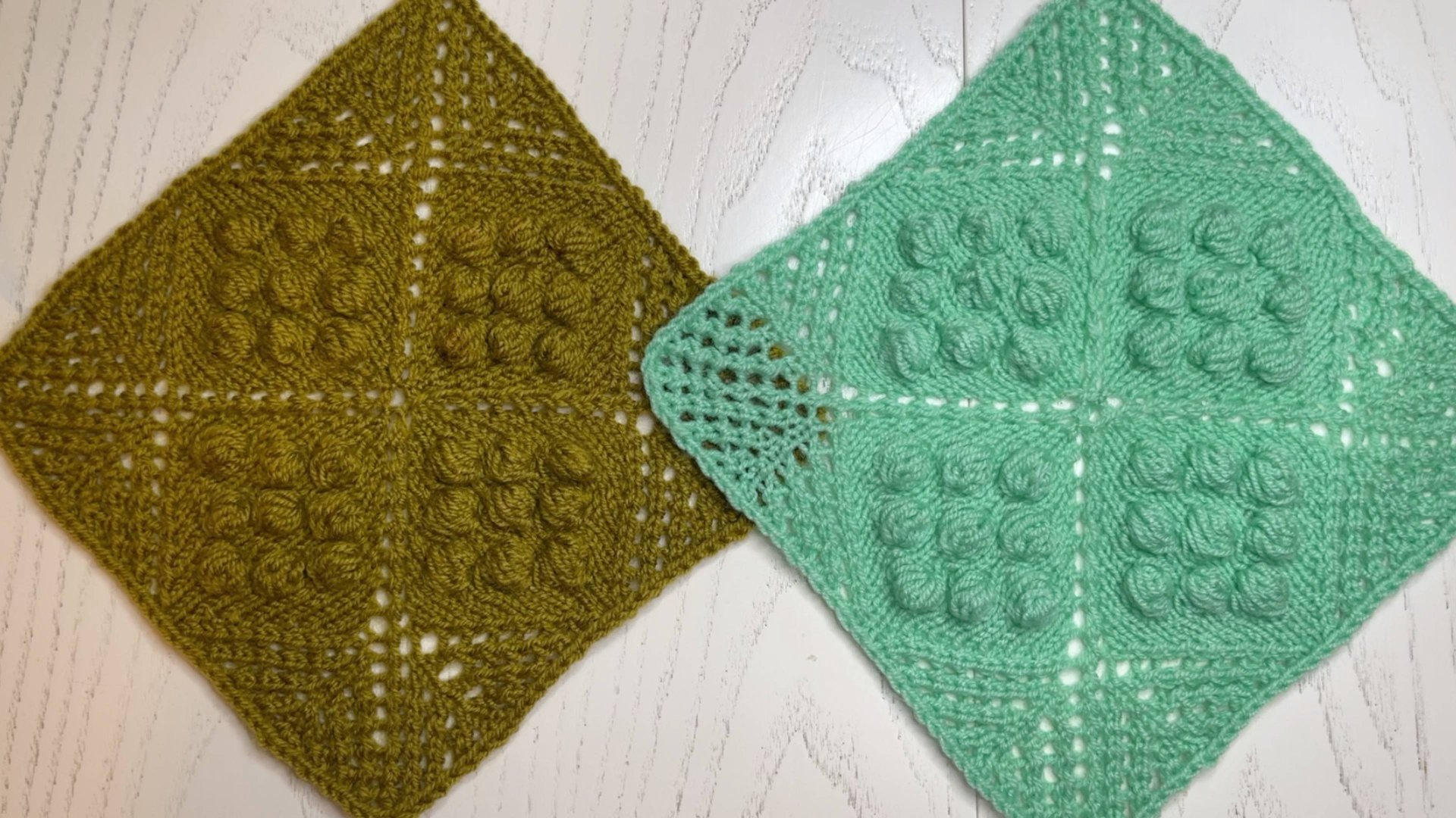 Квадратный мотив спицами "Рельефные Шишечки" | Пошаговый МК для начинающих | 17 см для пледа