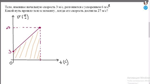 Разбор задачи №2 на нахождение пути при равноускоренном движении через площадь фигуры