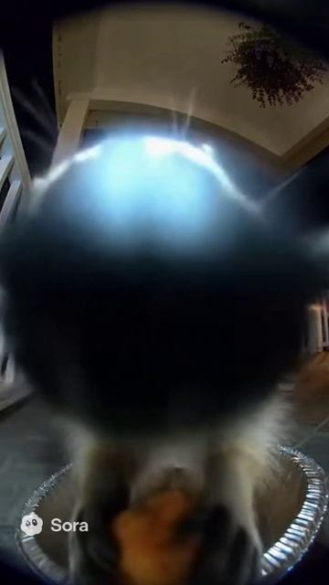 Енот ворует еду у дома в Калуге