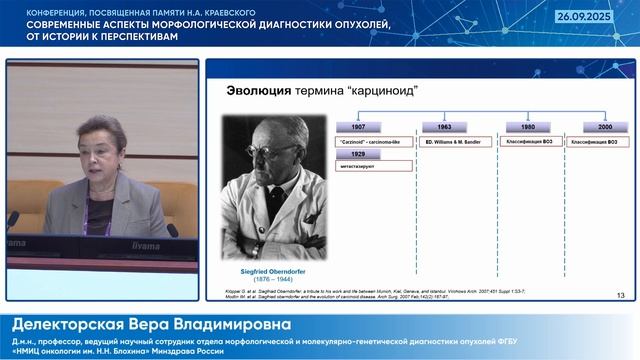 Эволюция взглядов на морфологическую диагностику нейроэндокринных неоплазий - Делекторская В.В.