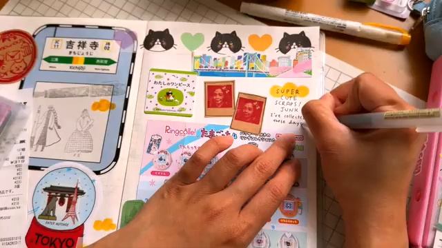 Junk Journal With Me | Using The Cutest Scraps & Stationery I Found in Tokyo | Rainbowholic