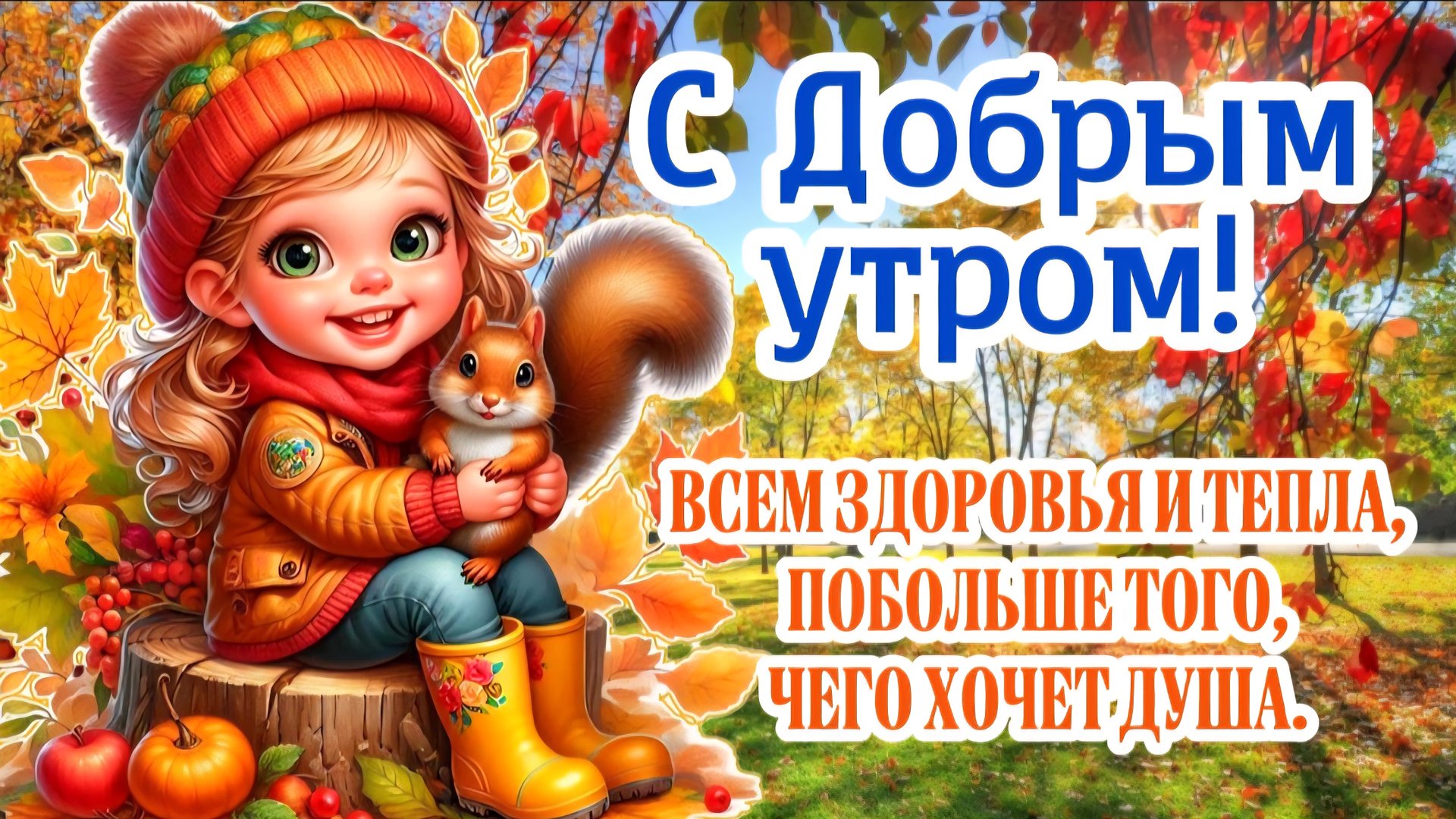С Добрым утром! 🍁 Желаю хорошего дня и отличного настроения! 🤗🌸 Музыкальная открытка