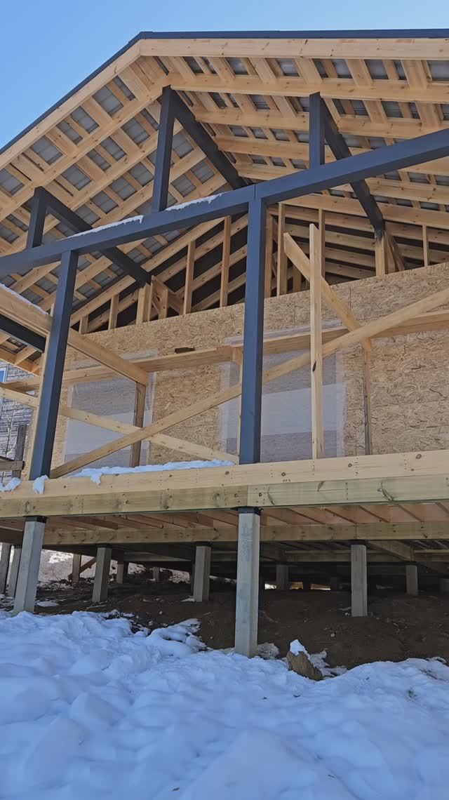 #14 Обшивка каркасного дома плитами ОСБ для жесткости и надёжности конструкции