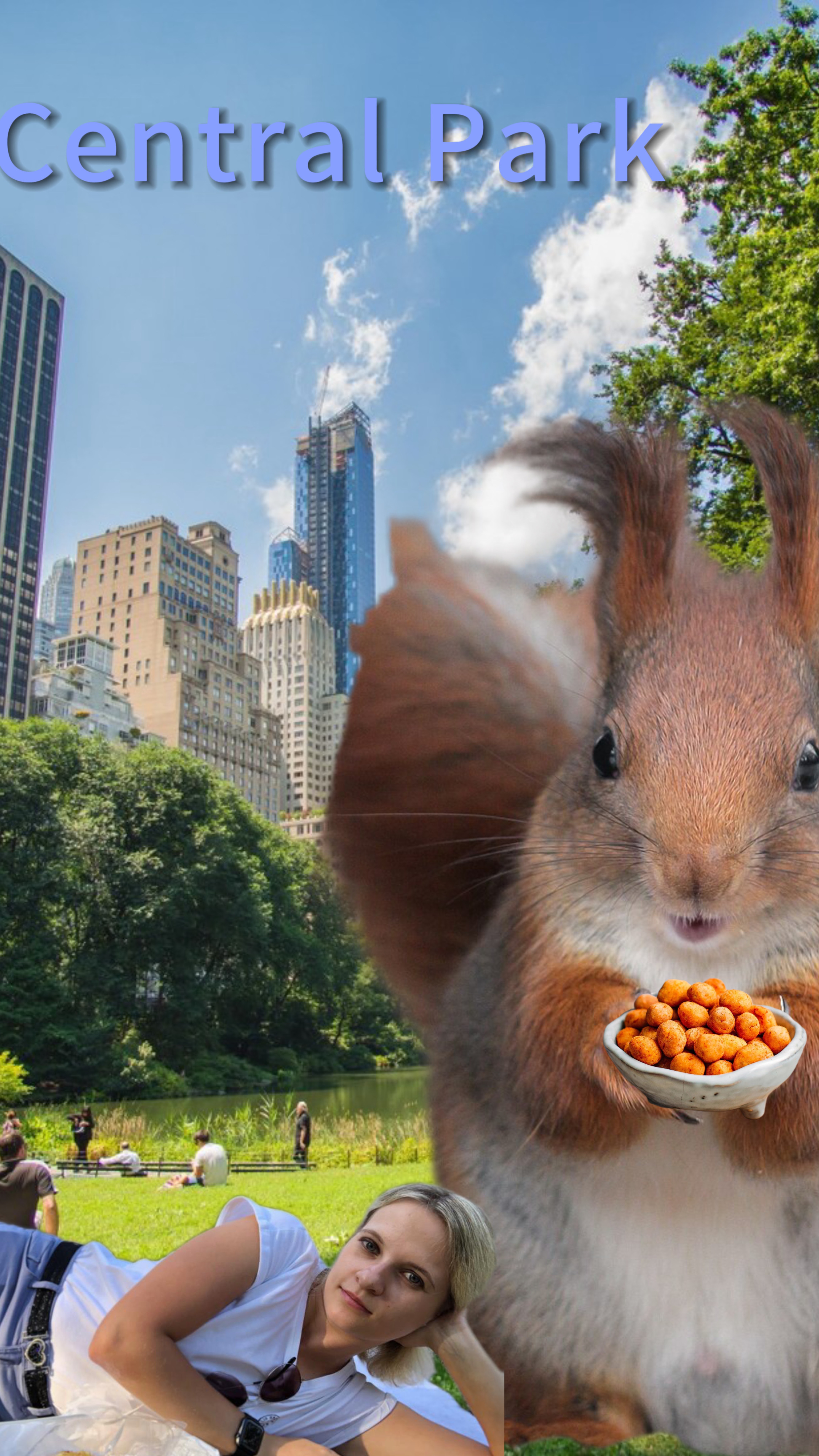 Кормим белочку в Нью Йорке