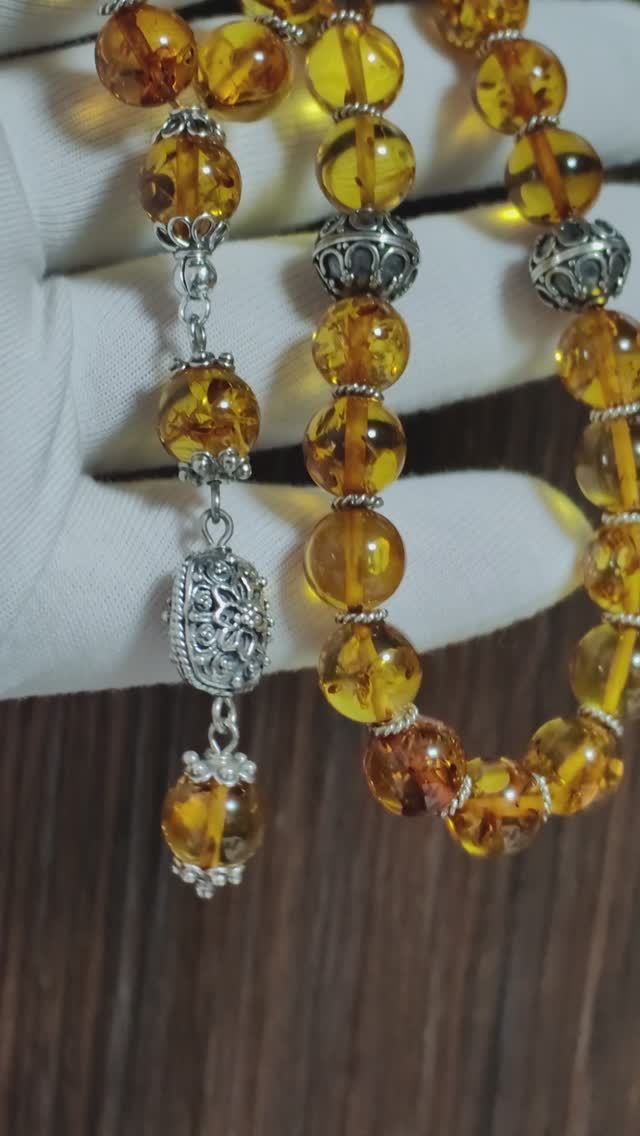 Четки из янтаря с подвеской Подарочные Люкс