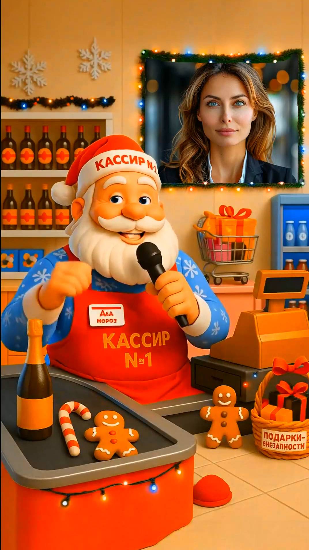 Видео поздравление от деда мороза с новым годом женщине кассиру