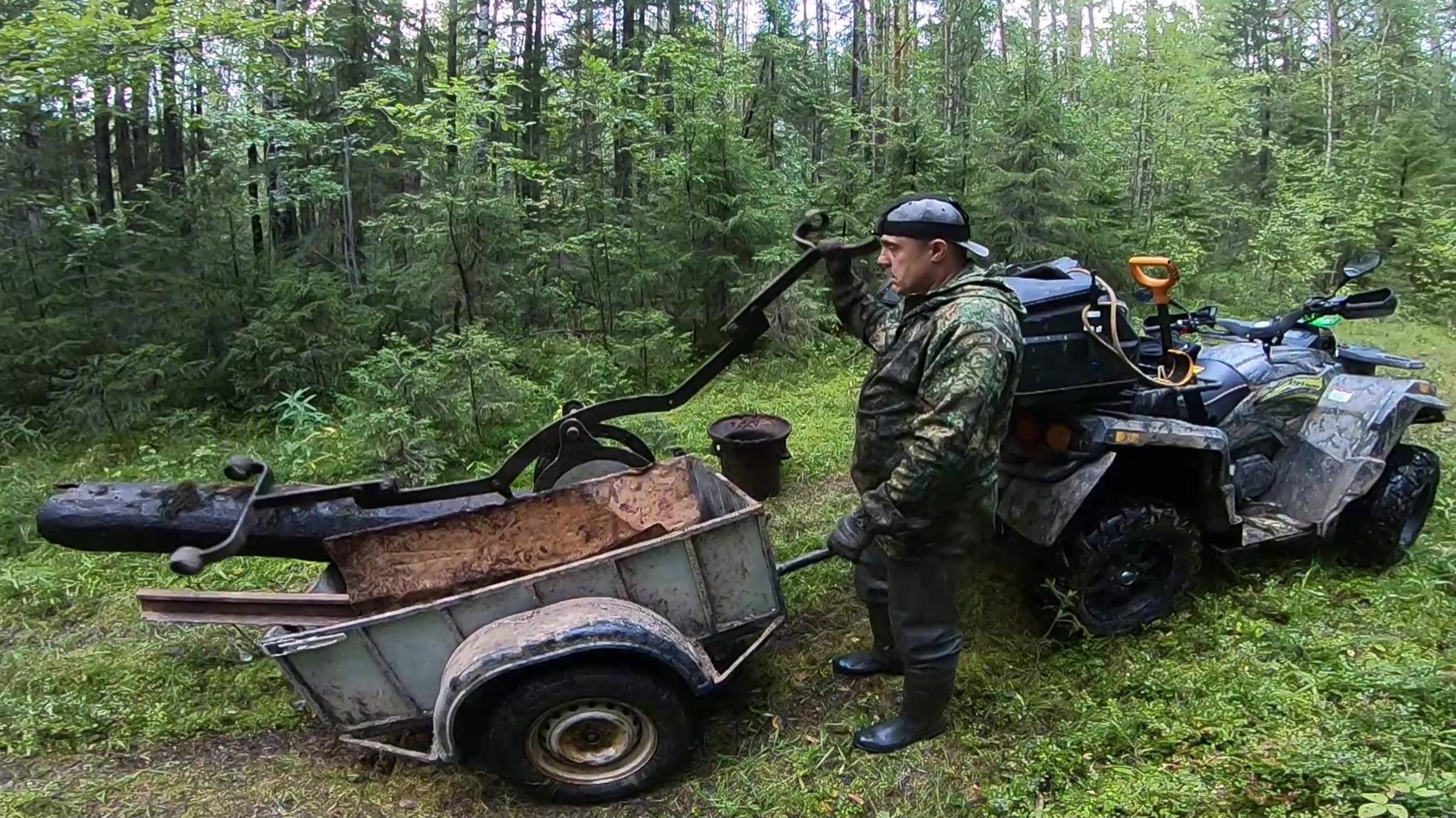 Коп Металла на ПРОКЛЯТОЙ  ЗОНЕ . Вырвало дышло. Прицеп с МЕТАЛЛОМ перевернулся. Получил травму