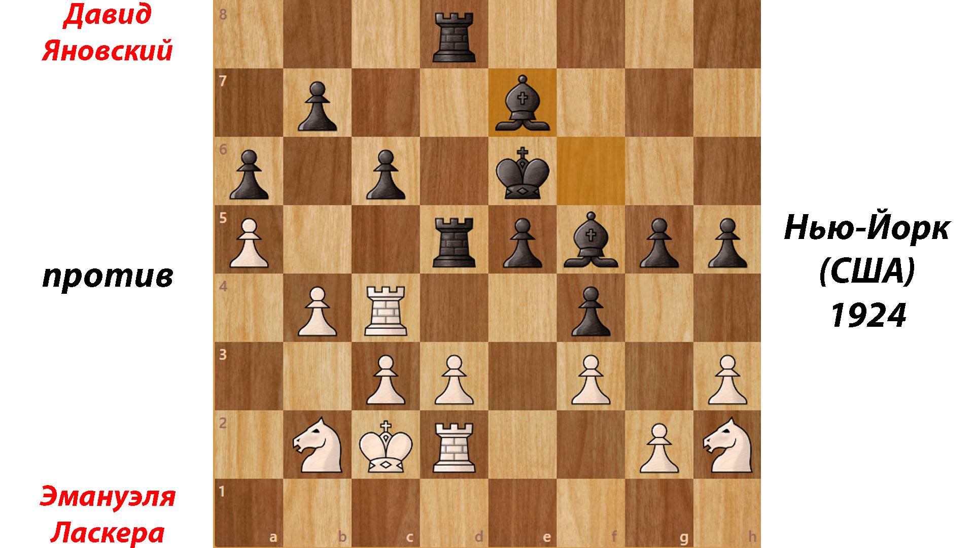 Давид Яновский против Эмануэля Ласкера. Нью-Йорк (США), 1924.