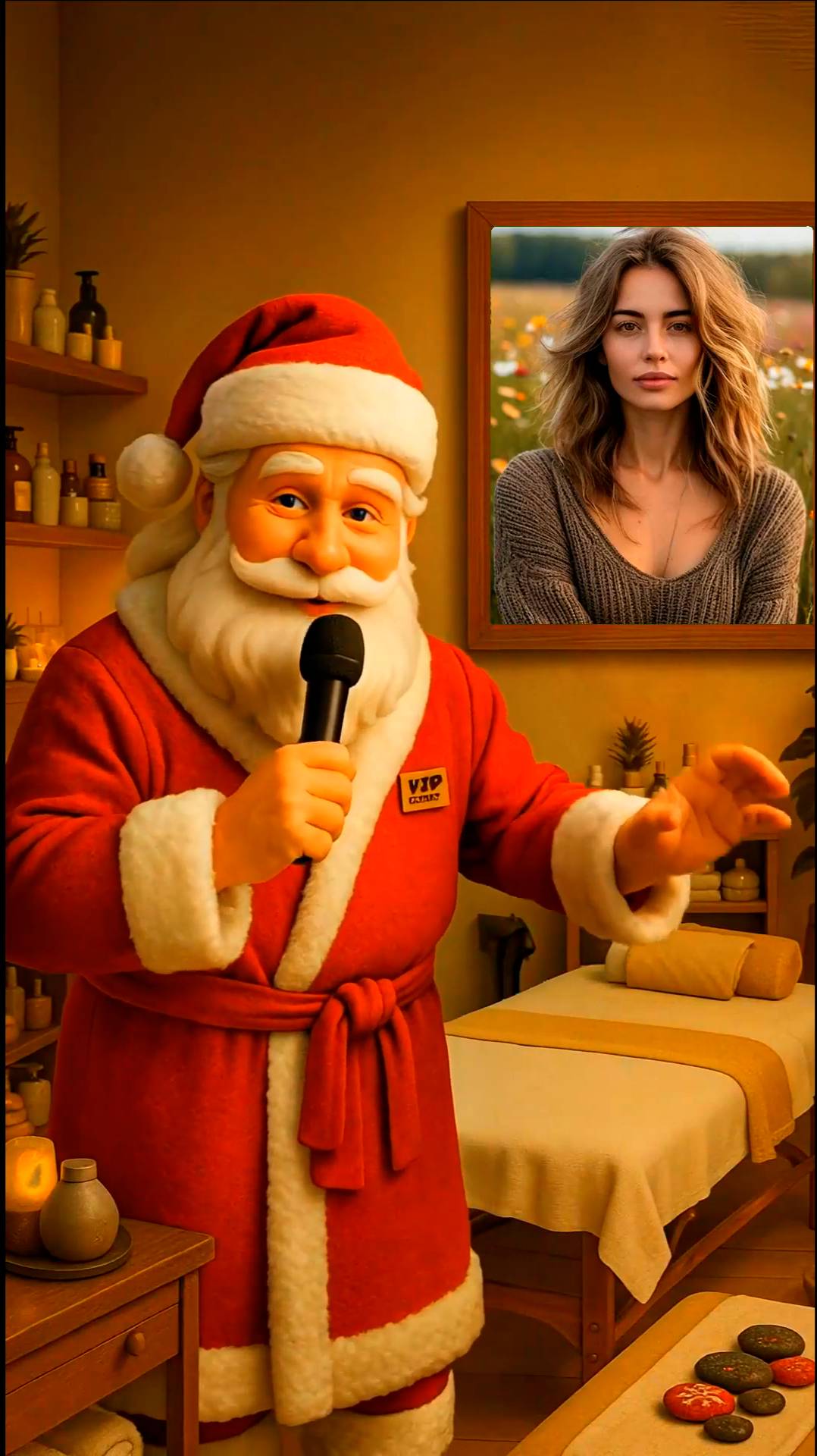 Видео поздравление от деда мороза с новым годом женщине массажисту