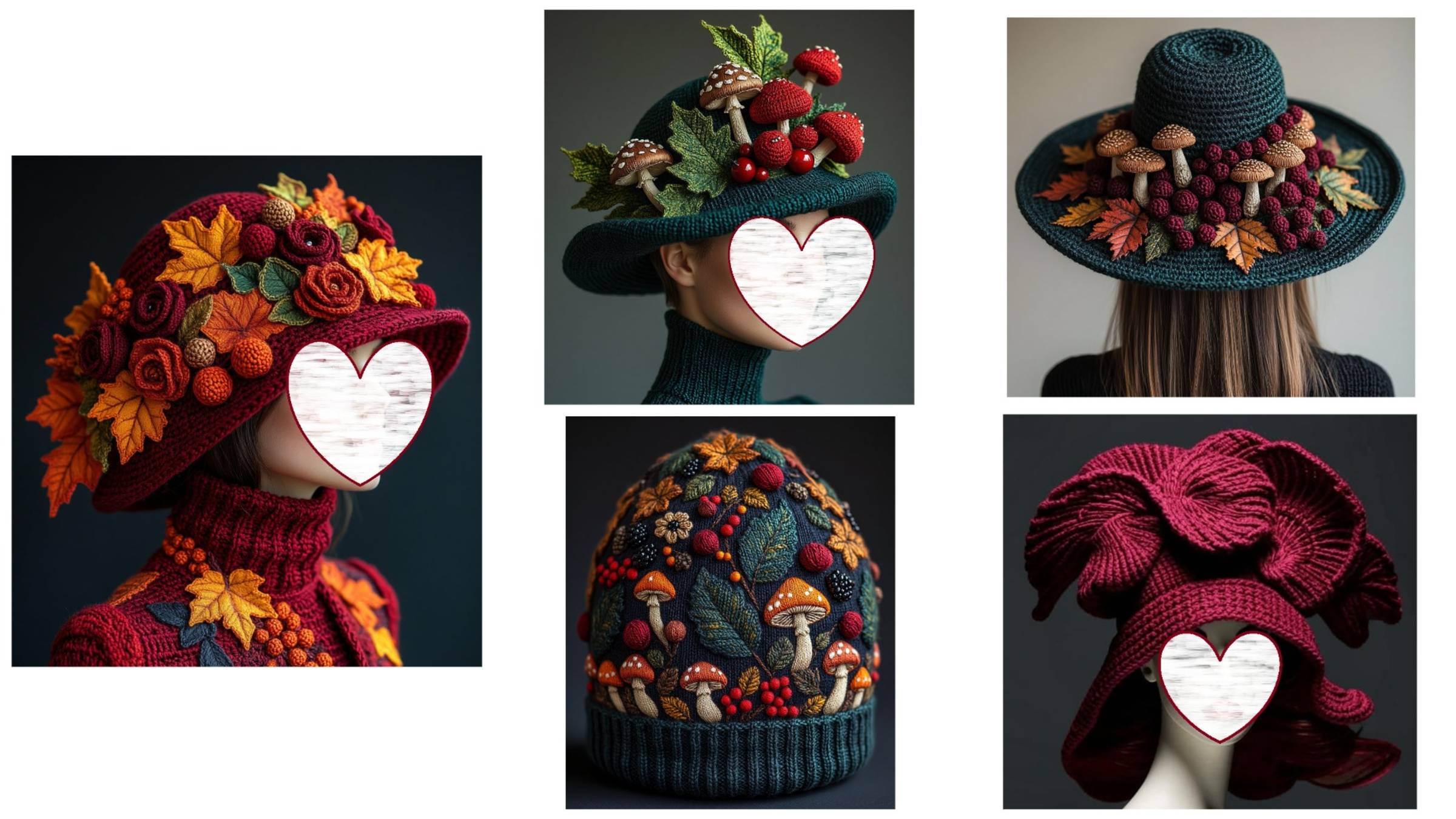 🍁🍂🍄ШЛЯПКИ и ШАПКИ с ОСЕННИМ настроением от AI. Подборка №2. ВЯЗАНИЕ.🍄🍂🍁🧶