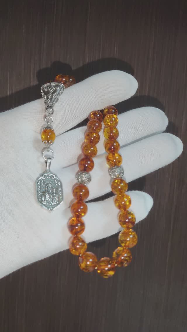 Четки из янтаря Богоматерь Казанская