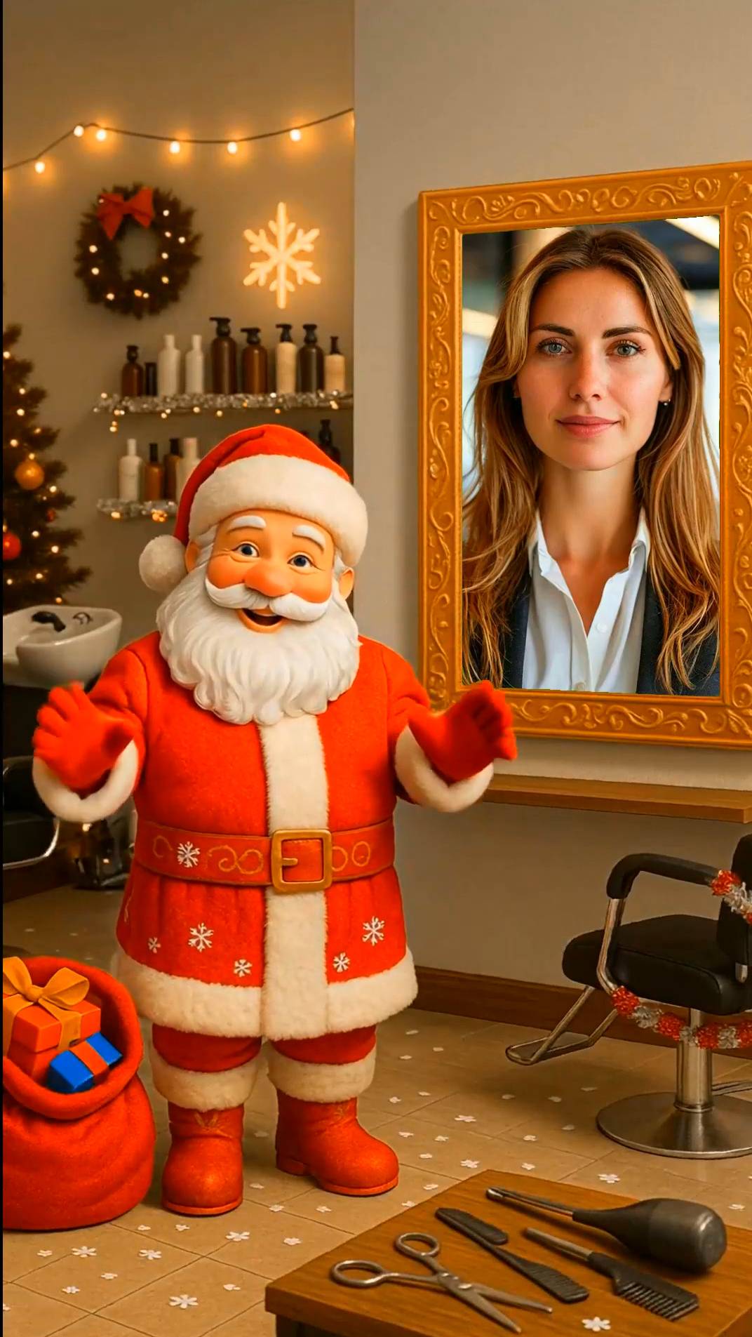 Видео поздравление от деда мороза с новым годом женщине парикмахеру