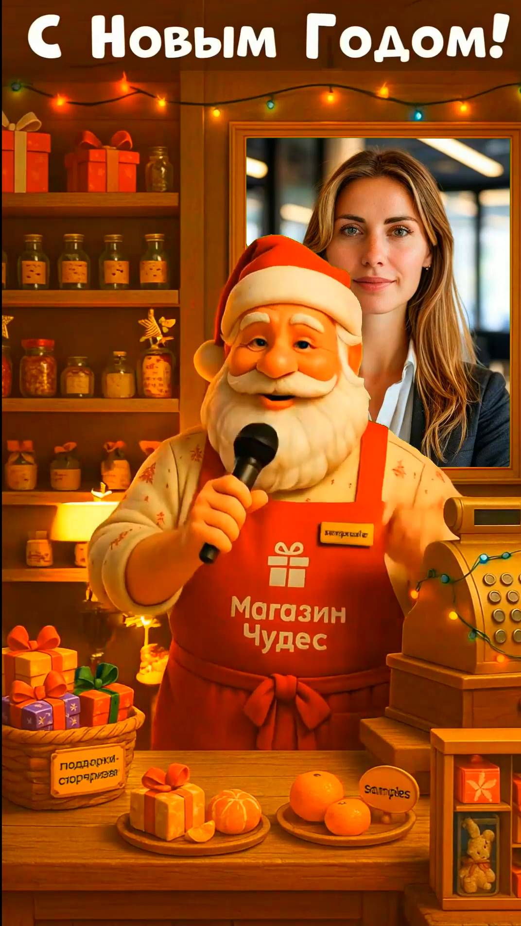 Видео поздравление от деда мороза с новым годом женщине продавцу
