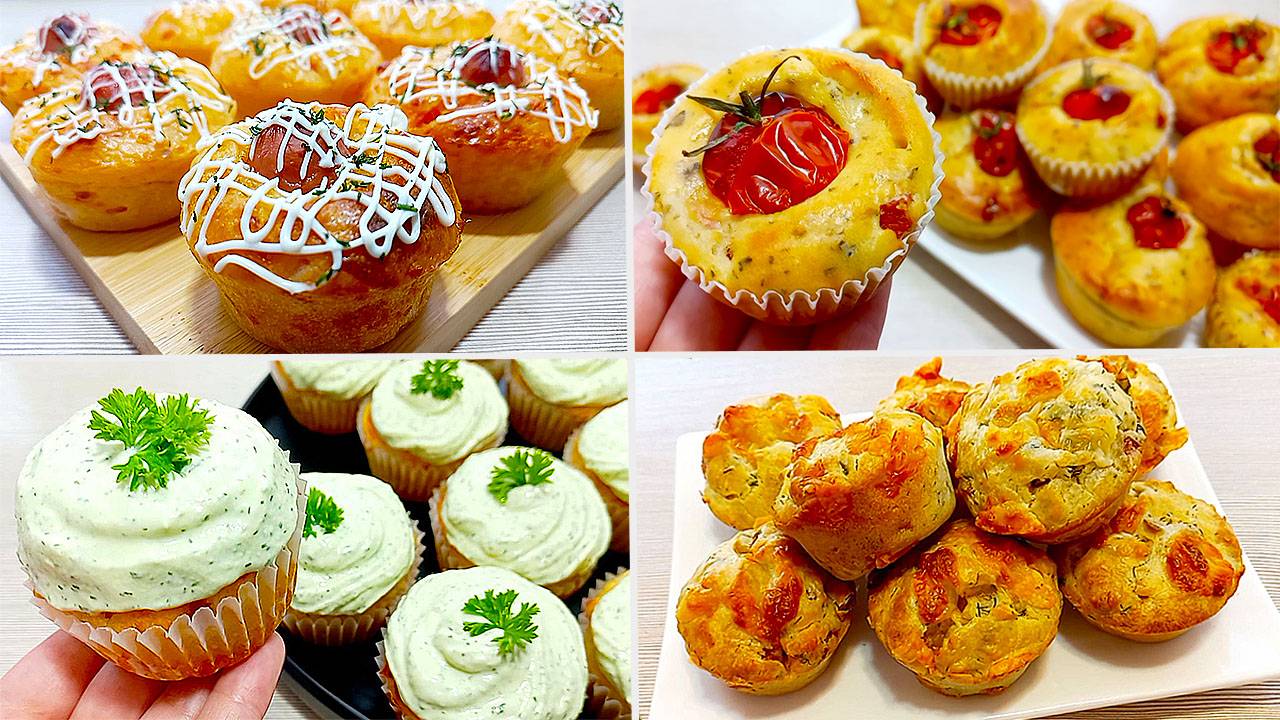 Маффины закуски! 4 лучших варианта на любой праздник! Удивите гостей!