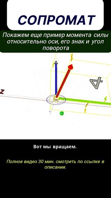 18. Покажем еще пример момента силы относительно оси, его знак и угол поворота
