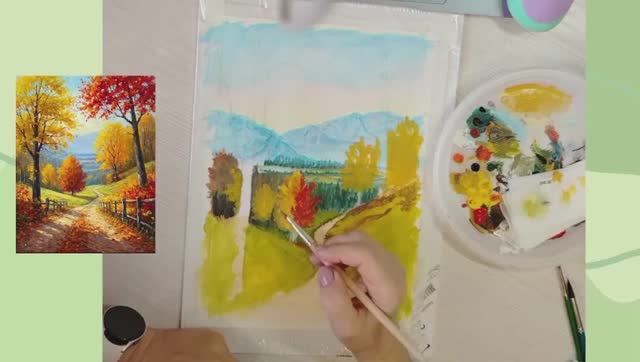 Микс. Осень в акриле и акварели.