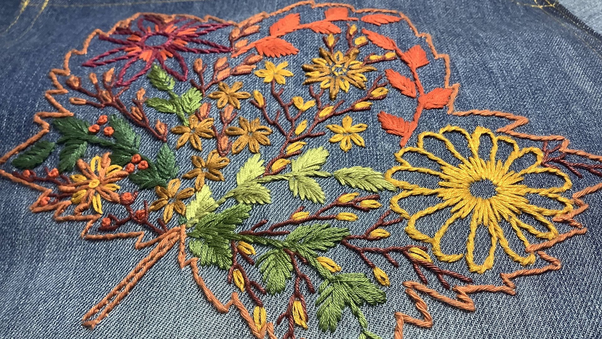 Осенняя фантазия! Декоративные стежки. Для новичков!!!