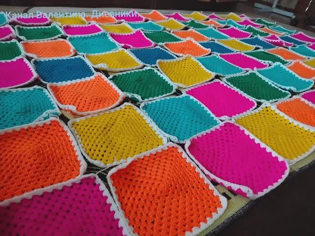 История вязания пледа мотивами из акрила "детская новинка"